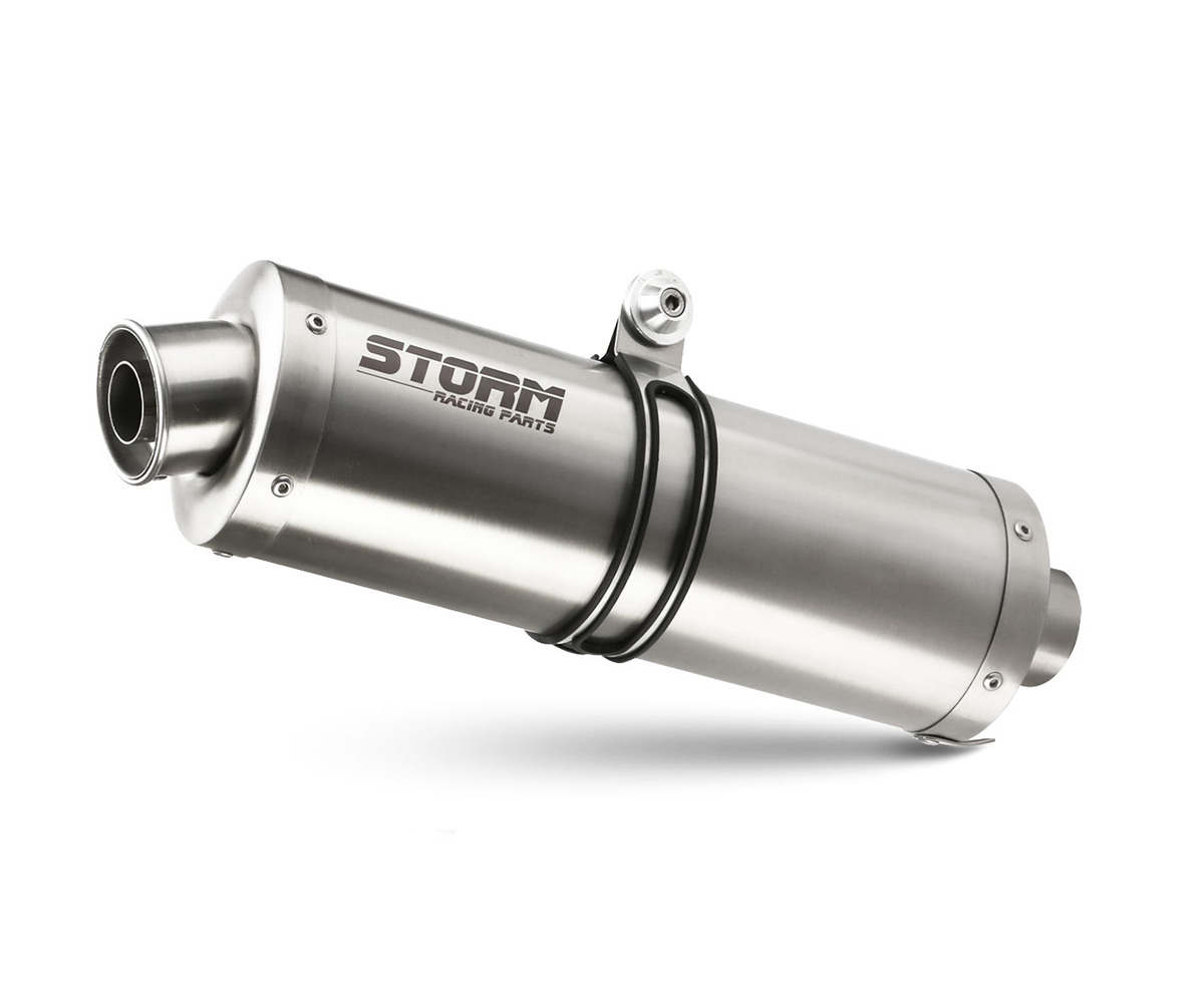 74.M.015.LX1 Pot D'echappement Oval Storm Acciaio pour Moto Guzzi V100 ...